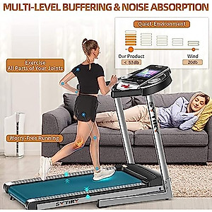 SYTIRY Treadmill with Large 10" Touchscreen, WiFi Connection, YouTube, Facebook,3.25hp Folding Treadmill, Cardio Fitness Exercise Machine for Walking, Jogging, Running TR0608012