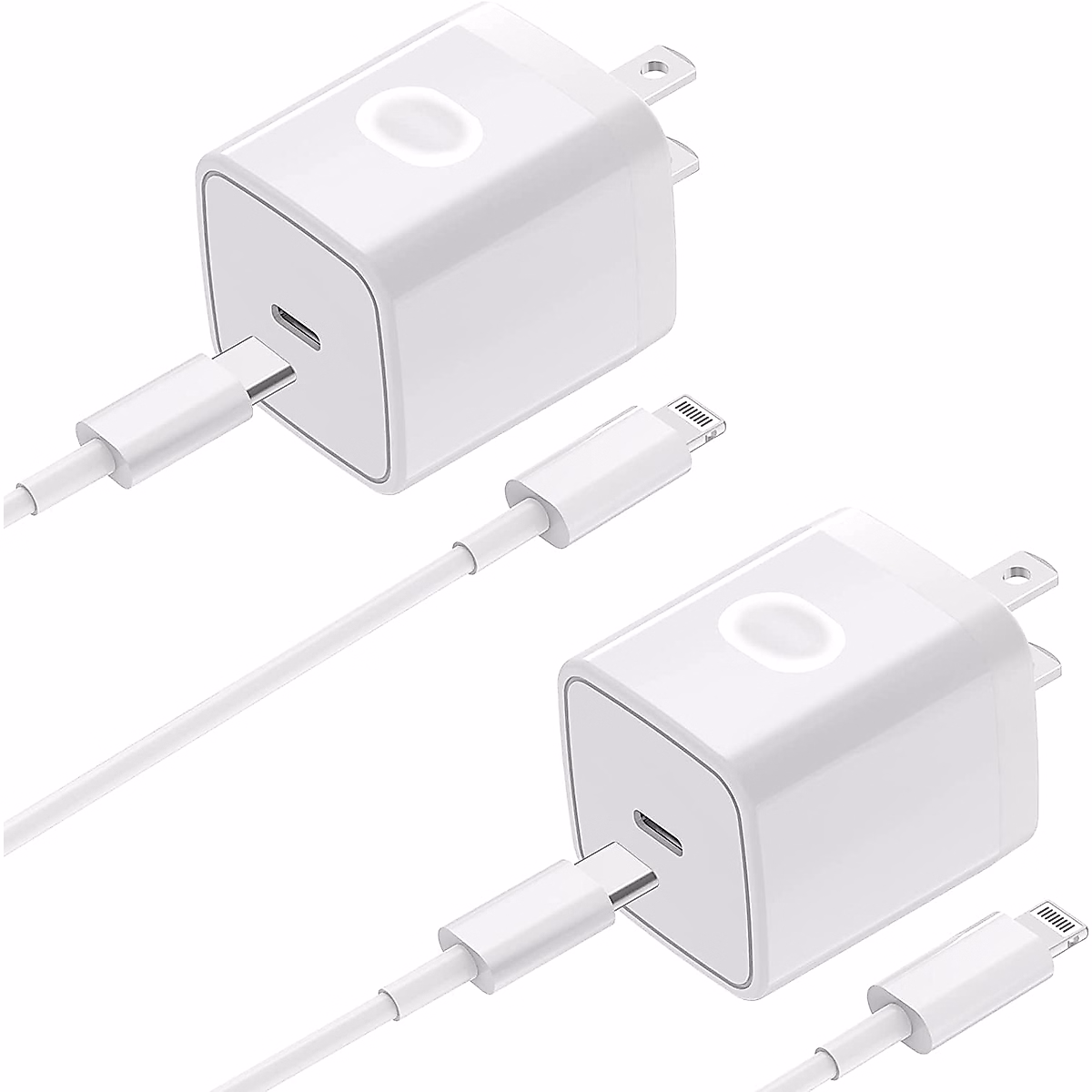 tiavalmax USB C Charger Cable for iPhone iPad, USB 2.0 Type C Charger Fast Charging (2 Pack USB C Charger Block & 6.6ft USB C to Lightning Cable)