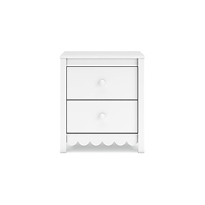 Signature Design by Ashley Hallityn Minimalist 2 Drawer Nightstand for Bedroom, 24.37" Tall, White