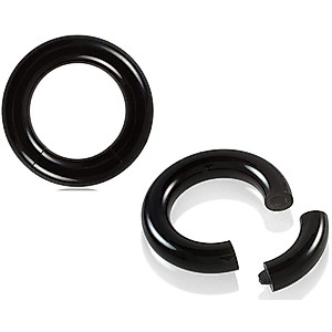 Pair Black Acrylic Segment Rings Captive Bead Body Jewelry