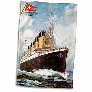 3D Rose Vintage White Star Line S.S. Titanic Towel, 15" x 22", Multicolor