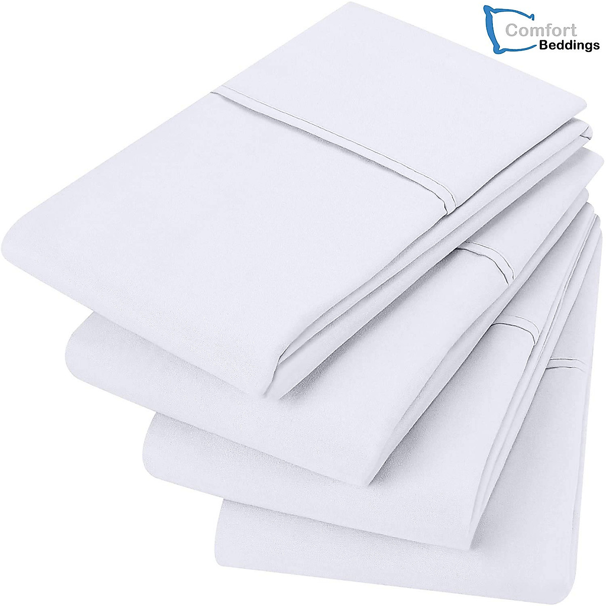 Comfort Beddings Queen Pillow Cases Set of 4 White 100% Organic Cotton 600 Thread Count Premium White Cotton Pillowcases, Queen Pillowcase Pillow Covers, 20 x 30 inch