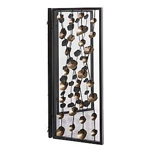 Deco 79 Metal Floral Foldable Mesh Netting 3 Panel Fireplace Screen with 3D Floral on Vines, 56" x 1" x 32", Gold