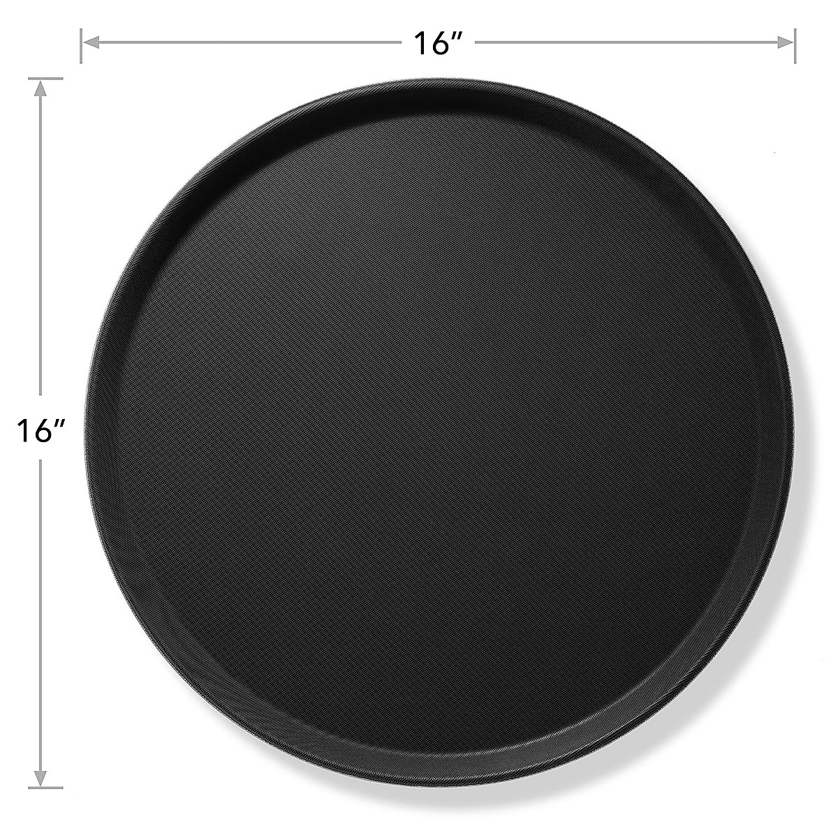 Jubilee (Set of 4) 16" Round Restaurant Serving Trays, Black - NSF Certified Non-Slip Food Service Tray