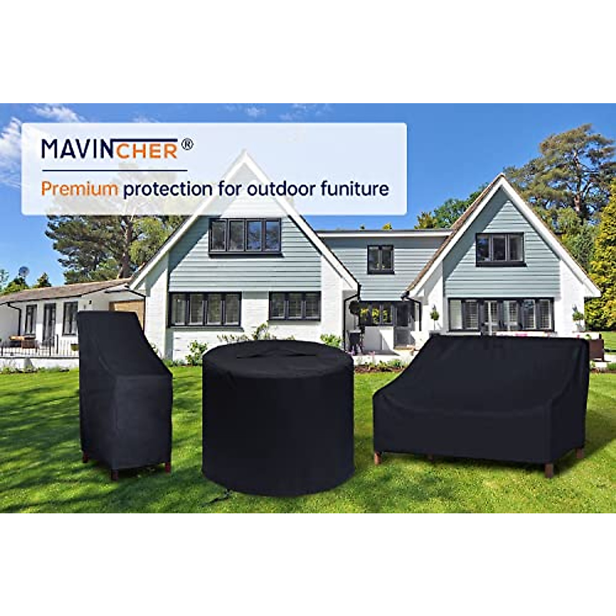 MAVINCHER Fire Pit Cover for Solo Stove Bonfire 2.0, Waterproof Outdoor Firepits Cover for Propane Fire Pits, 600D Heavy Duty Patio Round Fire Pit Cover for Gas Fire Bowl Fits, Black, 20" D x 14.5" H