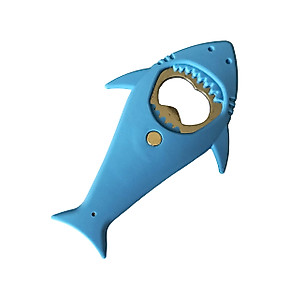 L & H Household Cool Shark bottle Opener Silicone Stainless Steel Beer Bottle Opener Shark Refrigerator Magnet 4.8" x 2.7 (Blue, 1)