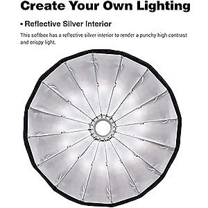 Godox QR-P120 47 Inch Parabolic Softbox Bowens Mount, Quick-Setup Quick-Folding, with Front & Inner Diffuser and Carrying Bag for Godox SL60W VL150 UL150 SL150II SZ150 and Other Bowen Mount Lights…