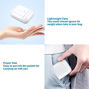 Wireless Charging Case Compatible with AirPods 1&2, Charger Replacement for Air Pods 660mAh Battery and Bluetooth Pairing Button, NO Earbuds, White, Standard