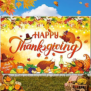 Thanksgiving Decorations, Happy Thanksgiving Banner Backdrop, Fall Decorations Thanksgiving Decorations for Home indoor, Thanksgiving Party Decorations for Friendsgiving Decorations Turkey Decorations