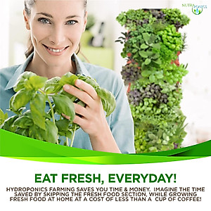 Nutraponics Hydroponics Indoor Garden Growing System - Automated Aeroponic Vertical Tower Garden + LED Grow Lights Planting Kit Farm Plants Fresh Herb Garden, Fruits & Vegetables Nursery - 80 Pots