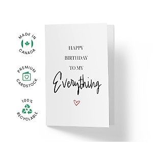 Sweet Birthday Card for Men Women, Large 5.5 x 8.5 Romantic Birthday Card for Him Her, Happy Birthday Card for Boyfriend, Birthday Card for Husband Wife Girlfriend, Karto My Everything