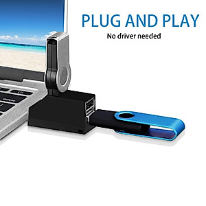 USB 3.0 Hub, Fanshu 3 Port Mini Portable Fast High Speed Bus Powered Data USB Hub Transfer, Splitter Box Adapter Expansion for PC Notebook Laptop Computer Mac Linux Windows