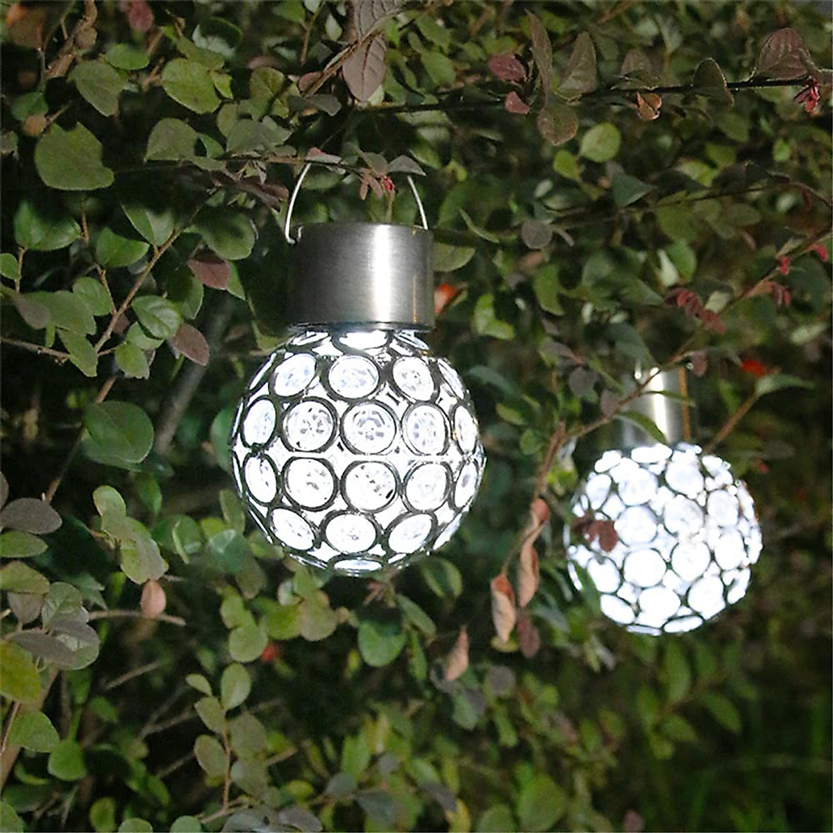 ZHUANYIYI 3 Pieces, Outdoor Solar Lights, Creative Hanging Hollow Ball Courtyard Lawn Landscape Lights, Home Garden Pavement Waterproof Decorative Lights