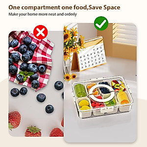 Snackle Box Container,Divided Serving Tray with Lid and Handle,Portable Snack Box for Candy, Fruits, Nuts, 8 Compartments snack tray, Snack Organizer for Picnic,Party,Movie Night,Road Trips(1 Pack)