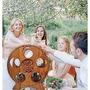 Apparatus Wood Design Wine Rack countertop Wooden 5 Bottle Holder Display Stand Shelf Storage Cabinet Home Decor Wine Gift no Need Assembly (Traditional Cherry)