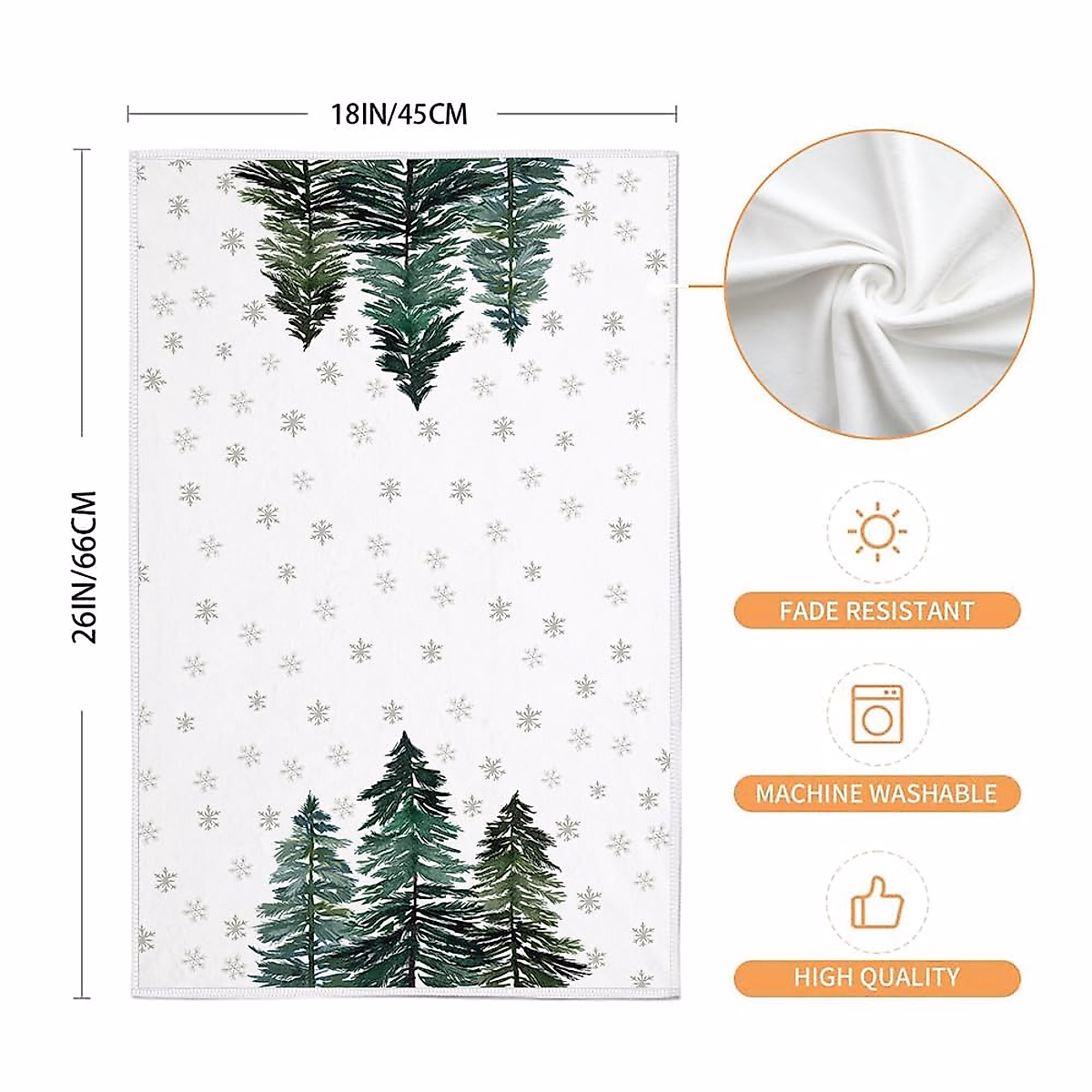 ARKENY Christmas Kitchen Towels Set of 2,Green Xmas Tree Snowflake Dish Towels 18x26 Inch Drying Dishcloth,Farmhouse Nobel Home Decoration AD140