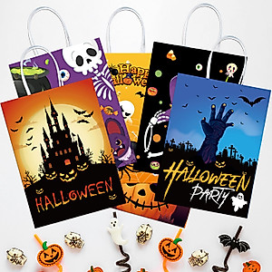 SPERPAND 24Pcs Halloween Treat Bags, 8.7" Small Goodie Bags for Halloween Trick or Treat Candy Bags, Party Favors, Carnival, Event Gift Bags