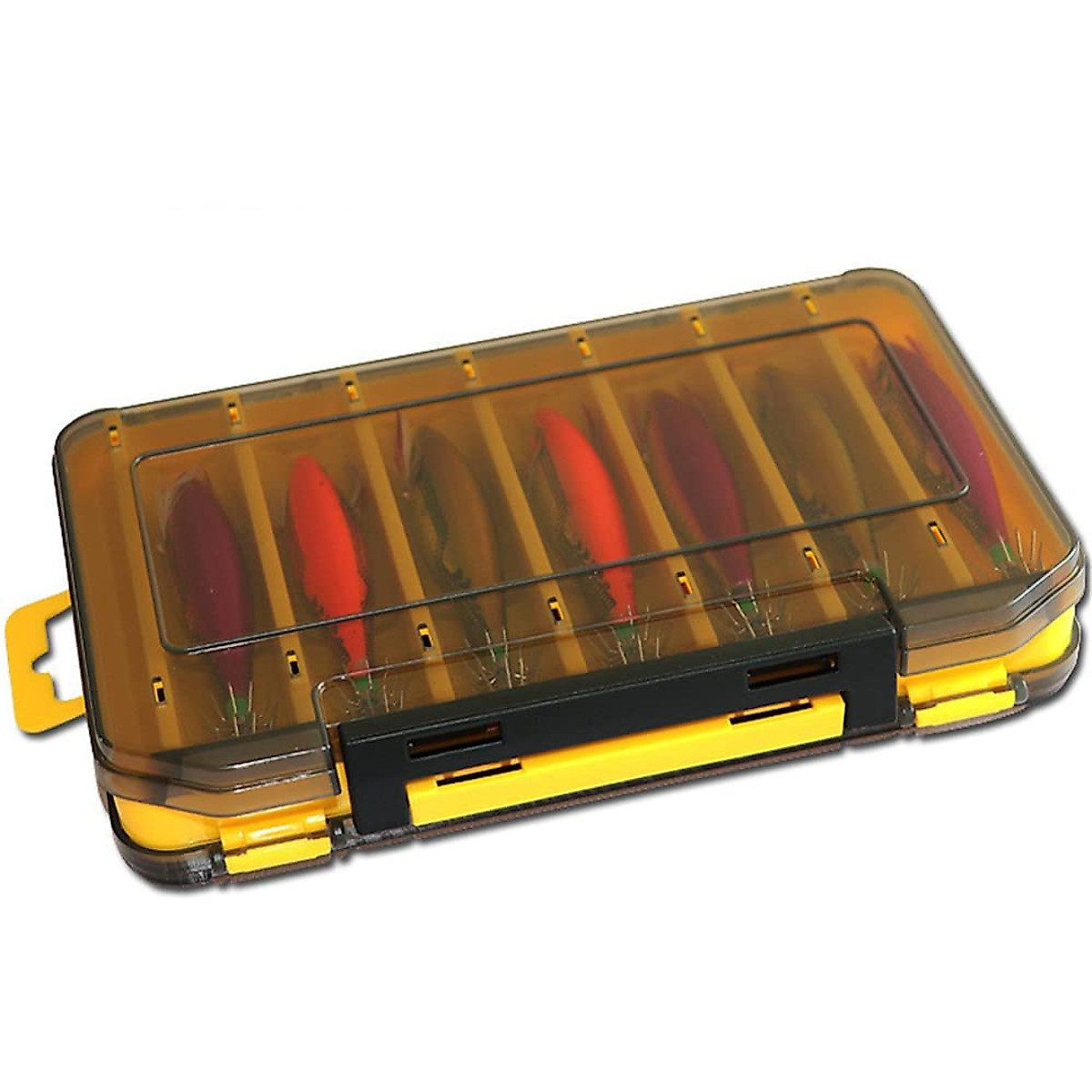 Gigicloud Plastic Fishing Tackle Accessory Box Fishing Lure Box Case 12 14 Room Double Sided Fishing Lure Bait Hooks Storage Box Case Container For Fishing Bait Plastic Storage Box