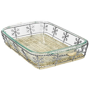 Pyrex 3 Quart Round Glass Snowflake Basket