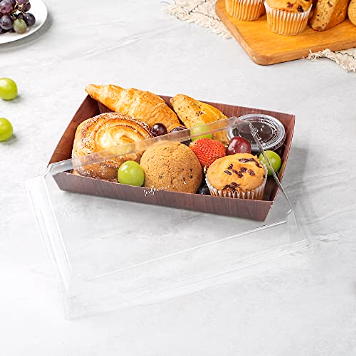 Restaurantware Matsuri Vision Clear Plastic Lid - Fits Large Sushi Tray - 100 count box