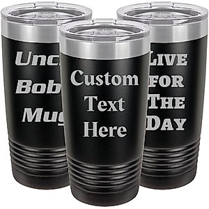 OEZZO Customized 20oz Tumblers, Double Wall Personalized Bottles with Splash and Leak Proof Slider Lid, Laser Engraved Text with Names (20oz, Black)