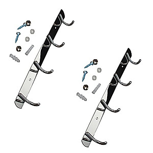 Yinpecly 290mm(11.42-inch) Coat Hook Wall Mounted 201 Stainless Steel Hook Coat Hat Rack with 4 Hooks, for Entryway, Foyer, Hallway, Bathroom, Bedroom, Silver 2Pcs