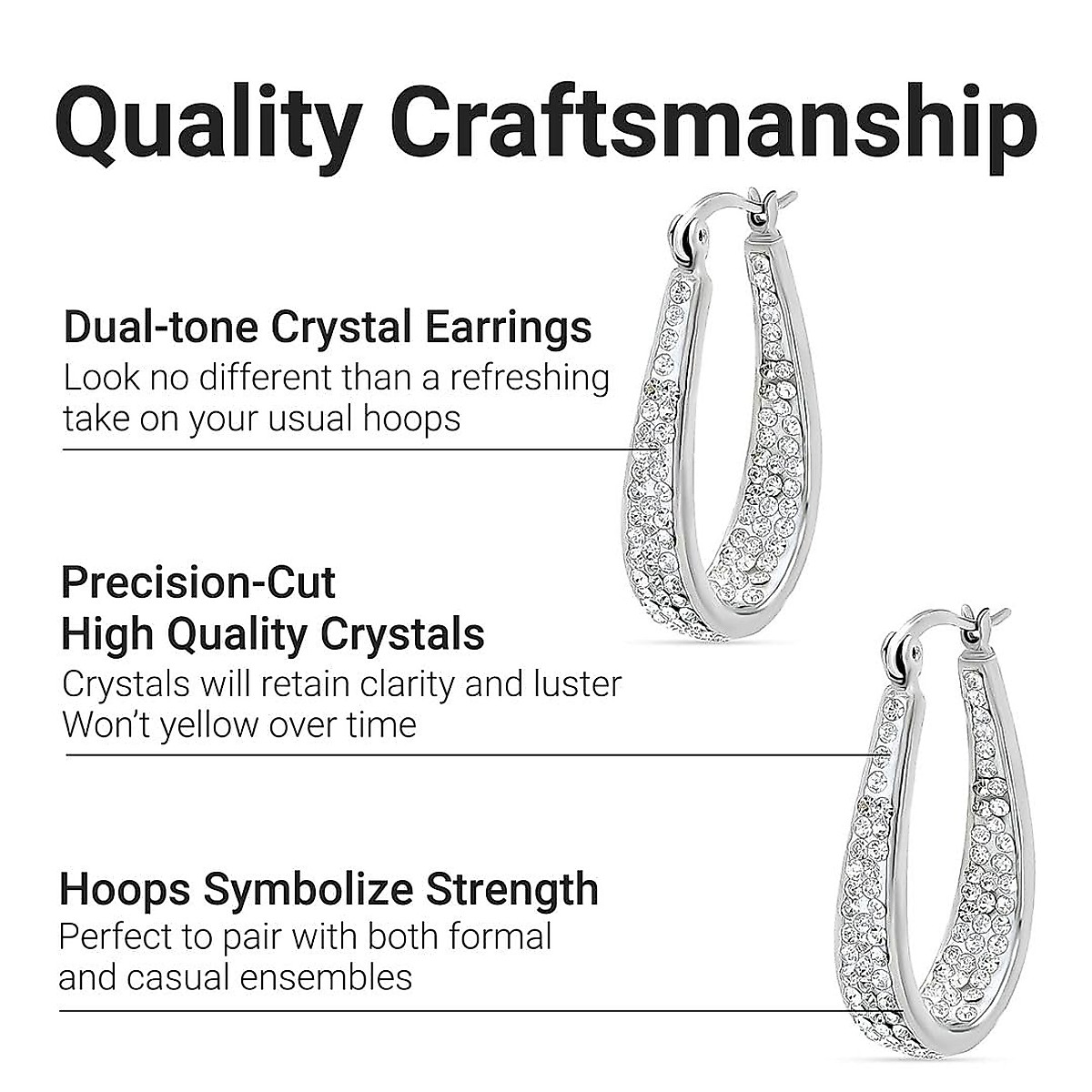 Shop LC White Crystal Hoop Earrings for Women Silver Plated Sparkle Bling Inside Out Jewelry Gifts for Women Birthday Gifts