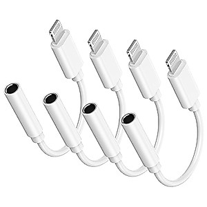 [Apple MFi Certified] Headphone Adapter for iPhone, 4 Pack Lightning to 3.5mm Headphone Earphone Aux Audio Stereo Compatible for iPhone 14 13 12 11 Pro Max XS XR X 8 iPad, Support Call & Music Control