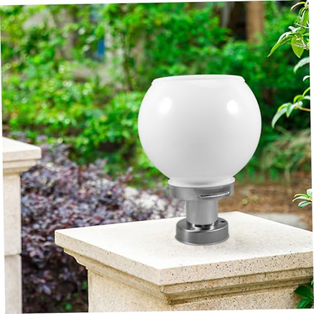 SOLUSTRE Round Ball Waterproof Solar Outdoor Column Lamp Villa Fence LED Post Light Courtyard Garden Lawn Street Lights External Landscape Patio Pillar Lighting Fixture