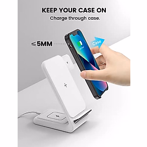 Wireless Charging Station for Apple, 3 in 1 Wireless Charger Stand for iWatch 7/6/SE/5/4/3/2, iPhone 13/12/11/X/8/SE Series, AirPods 3/Pro/2