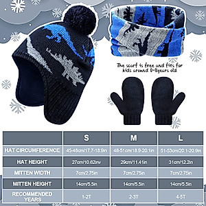 12 Pieces Baby Boy Hat Scarf Mittens Set Toddler Winter Warm Hat Knitted Beanie Gloves for Boys (Medium)