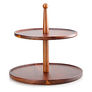 Large Wooden Cupcake Stand Holder Rustic 2 Tier Wooden Serving Stand Tiered Tray Stand Wooden Pastry Stand, Dessert Display Stands Farmhouse Tiered Tray Decor Brown Decorative Tray Mother's Day