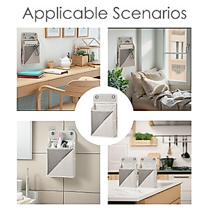 Someteth 2pcs Wall Hanging Storage Organizer Bag, Hanging baskets with pockets for Wall organizing, Storage Hanging Bag for Bedroom, Dormitory, Study Room, Bathroom (Grey/White)