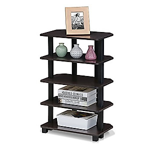 Furinno Turn-N-Tube 5-Tier Corner Storage Shelf, Espresso