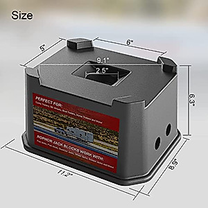 Rophor Trailer Jack Block, New Version RV Camper Blocks for Travel Trailer 5th Wheels and More, Up to 15,000 lbs, Use for Any Tongue Jack, Post, Foot, 5th Hydraulic Jack or Scissor Stabilizer