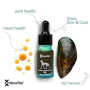 Kōrure Pets Dog Hip and Joint Care, Green Lipped Mussel Oil, for Joint Health, Joint Flexibility, Mobility Support, Made in New Zealand, 0.3 Fl Oz / 1 Fl Oz (9ml/ 0.3 Fl Oz)