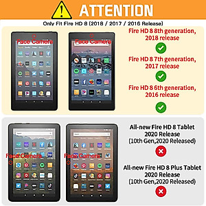 VORI Folio Case for Amazon Fire HD 8 Tablet (8th/7th/6th Generation, 2018/2017/2016 Release), Slim Premium PU Leather Stand Protective Cover with Auto Wake/Sleep, Nebula