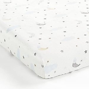 Lush Decor Goodnight Little Moon Soft & Plush Fitted Crib Sheet, 52"x 28" x 9", Blue
