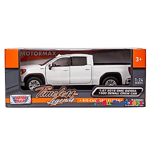 Motor Max 2019 GMC Sierra 1500 Denali Crew Cab Pickup Truck, White 79362WH - 1/27 Scale Diecast Model Toy Car,79362WH-White