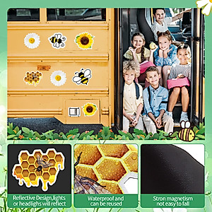 Hoteam 12 Pieces Car Magnets Sunflower Magnet Bee Honeycomb Daisy Flower Bee Magnets Cute Reflective Waterproof Honeybee Magnetic Stickers for Refrigerator Vehicles Whiteboard Locker Fridge Decor