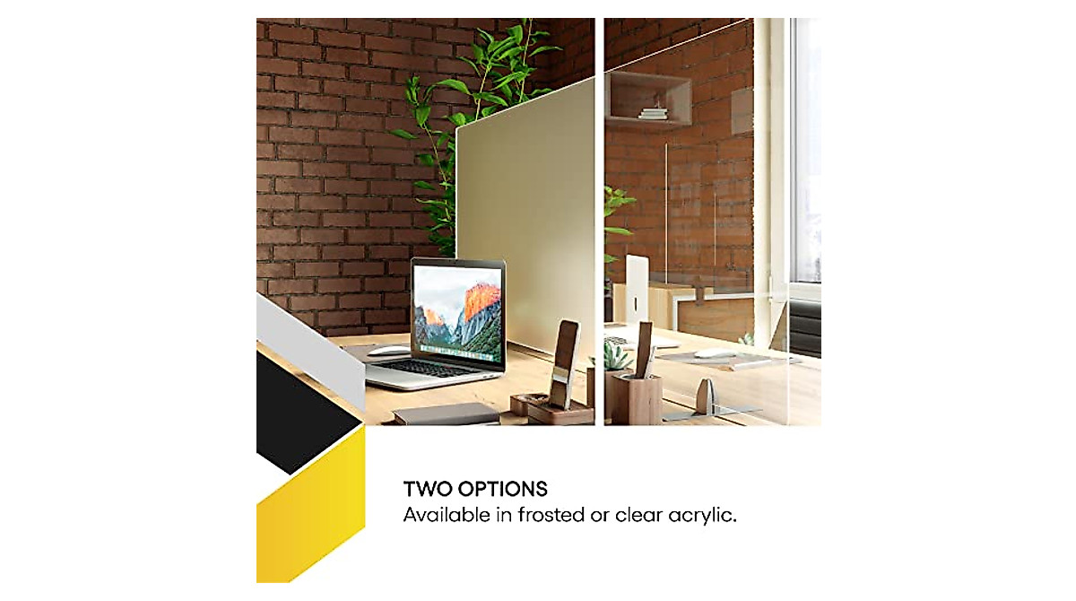 Obex Frosted Acrylic Desk Privacy Screen - 12" X 42"