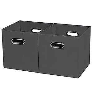 DABEACT Foldable Storage Cubes Bins , Fabric Storage Bins Cubes Organizer Baskets with Dual Handles for Bedroom Set of 2,(Grey)