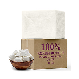 Raw Kokum Butter 3 lbs. Bulk 100% Pure Natural - Great for Skin, Body and Hair Moisturizer, DIY Creams, Balms, Lotions and Soap Making.