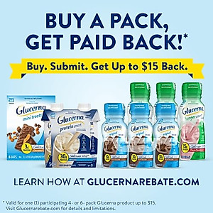 Glucerna Nutritional Shake, Diabetic Drink to Support Blood Sugar Management, 10g Protein, 180 Calories, Rich Chocolate, 8-fl-oz Bottle, 6 Count