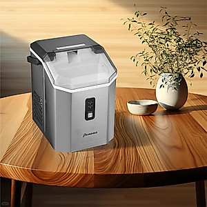 Panana Ice Maker Machine,Nugget Ice Maker Countertop at Home, Automatic Portable Square Ice Cubes Ice Makers Make Soft Chewable Nugget Ice Cube Maker with Handle,Scoop Basket (Silver)