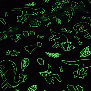 HOMBYS Glow in The Dark Comforter Set 7 Piece Full with Sheets, Blue Dinosaur Velvet Bedding Comforter Sets for Twin Bed, Ultra Soft Down Alternative Comforter for Boys Kids, Bed in a Bag