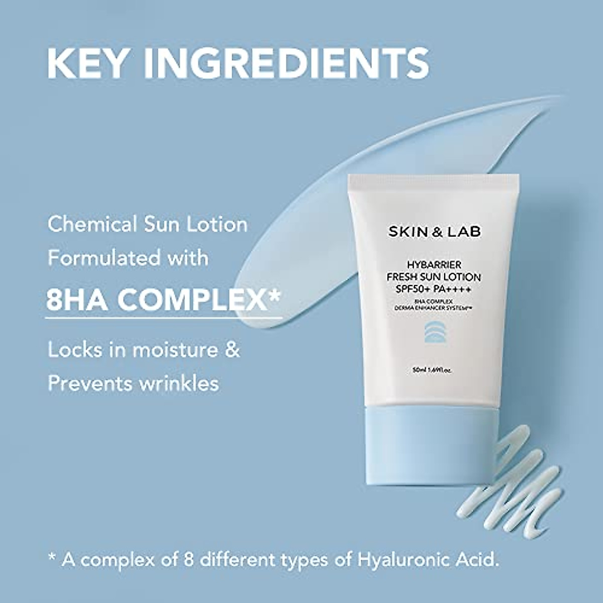 [SKIN&LAB] Hybarrier Fresh Sun Lotion SFP50+ PA+++ | Moisturizing Face & Body Sun Care with Sodium Hyaluronate and Hyaluronic Acid | Reef-safe Sunscreen (Octinoxate & Oxybenzone Free) | 1.69 fl oz.