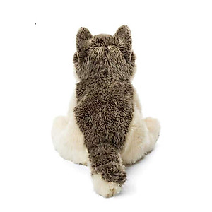 TAMMYFLYFLY Little Silver Grey Wolf Lifelike Plush Beanbag Stuffed Animal Toy
