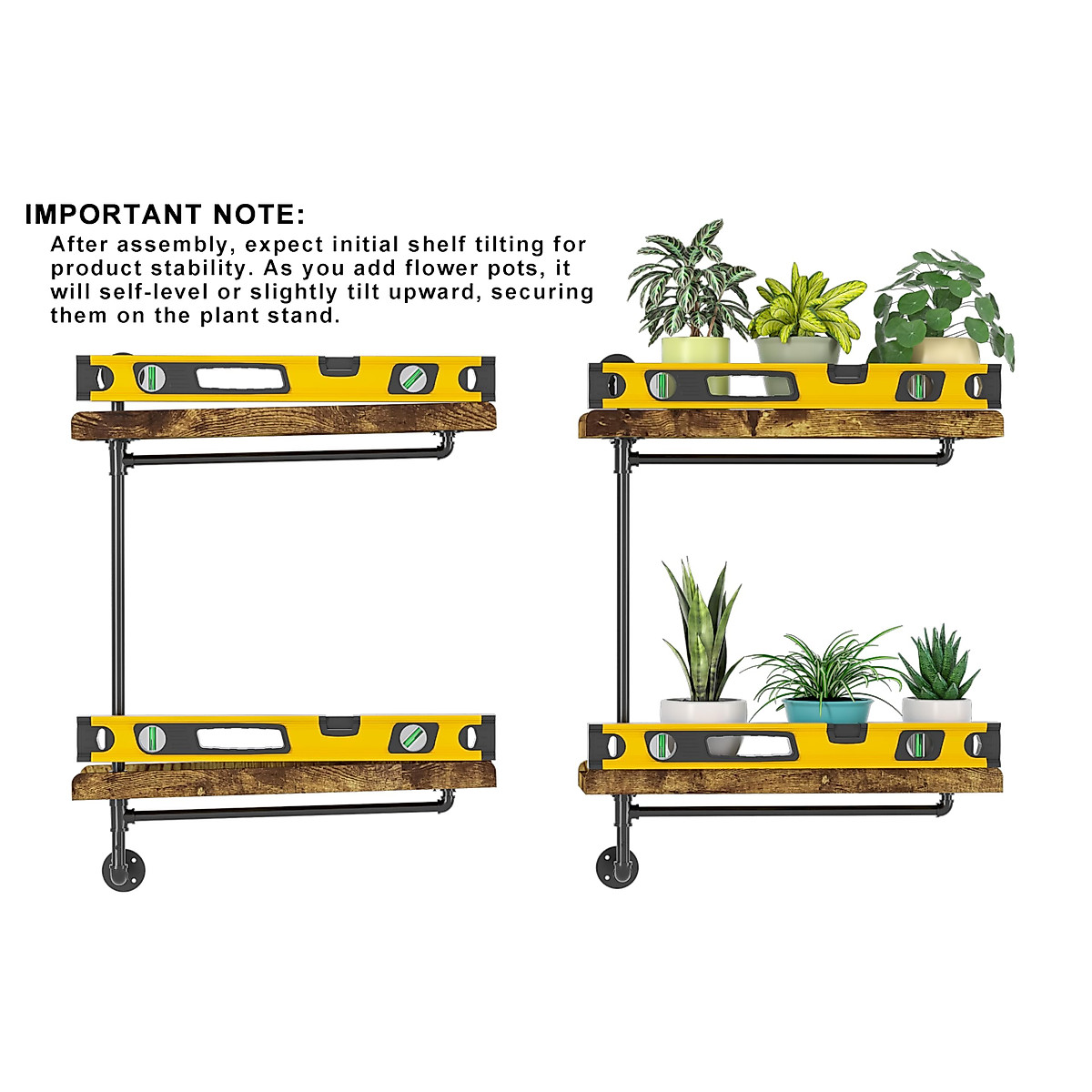 GDLF Window Plant Shelves Industrial Pipe Swivel Shelving Floating Shelves With More Space For Large Plants(Pots up to 8")