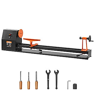 VEVOR Benchtop Wood Lathe, 14 in x 40 in, 0.5 HP 370W Power Wood Turning Lathe Machine, 4 Speed Adjustable 885/1245/1715/2425 RPM with Chisels Faceplate Plastic Handle Hex Wrench, for Woodworking